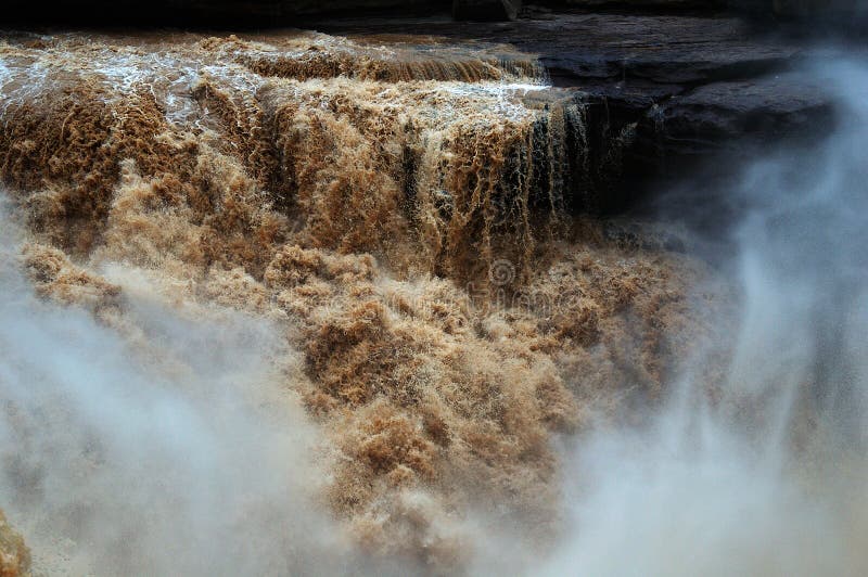 Hukou Waterfalls (Kettle Spout Falls) Stock Image - Image of cliff ...