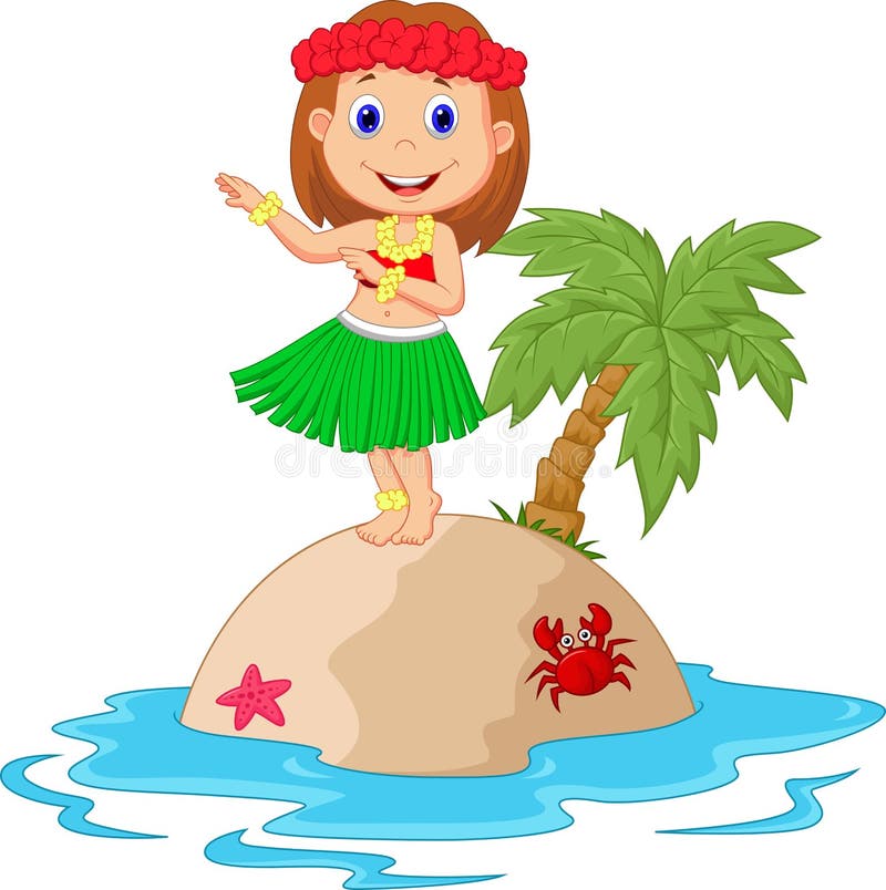 Hula Girl in the Tropical Island Stock Vector - Illustration of ...
