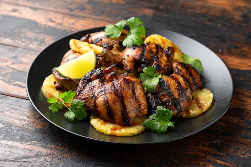 Huli Huli Chicken, Hawaiian Tropical Chicken with PIneapple. Stock ...