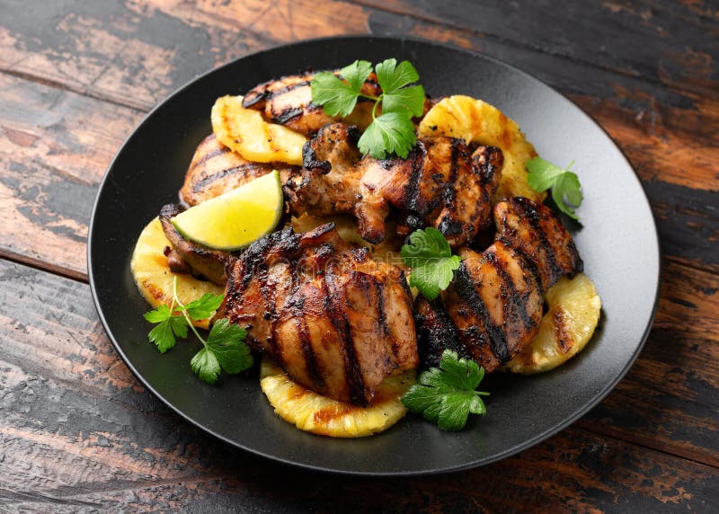 Huli Huli Chicken, Hawaiian Tropical Chicken with PIneapple. Stock ...