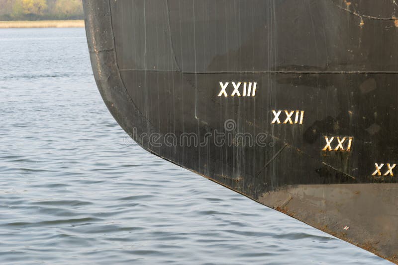 Marking the Water Depth on the Hull of a Vessel with the Number Stock ...