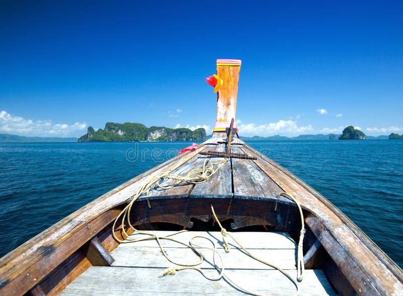Long Tail Boats at Railay Bay, Thailand Stock Photo - Image of scenic ...