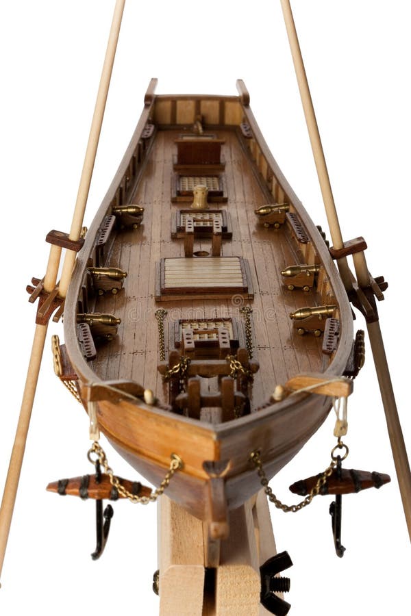 Hull of a Model of a Wooden Sailing Ship without Sails on a White ...