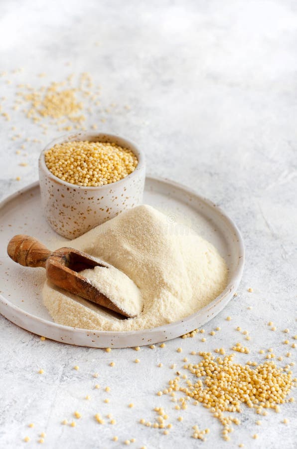 Hulled Millet Flour and Grain Stock Image - Image of preudo, plate ...