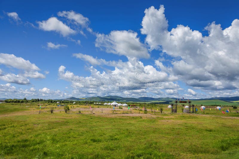 Hulunbuir Grassland stock photo. Image of clouds, china - 122436228