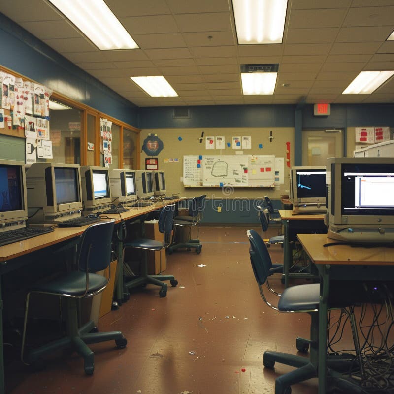 The Hum of a Highschools Digital Classroom Stock Illustration ...