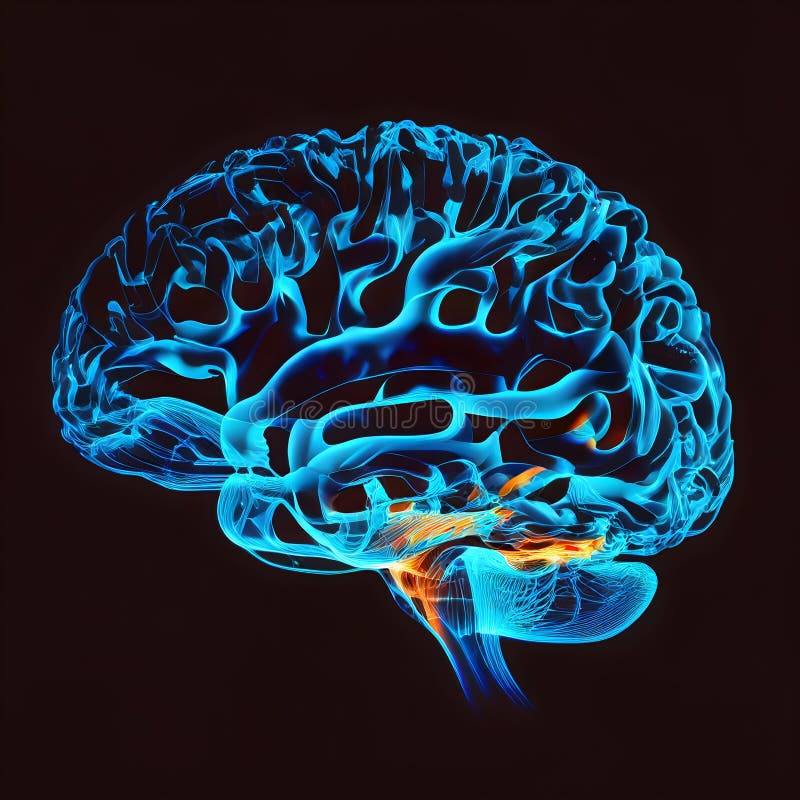 Huma Brain with Blue Colors. Stock Illustration - Illustration of font ...