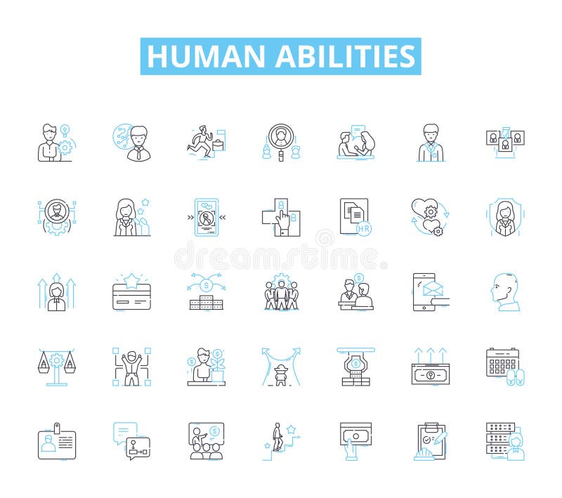 Human Abilities Linear Icons Set. Resilience, Creativity, Intelligence ...