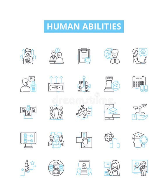 Human Abilities Vector Line Icons Set. Ability, Skill, Cognition ...
