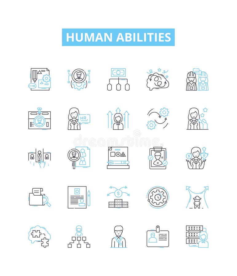 Human Abilities Vector Line Icons Set. Ability, Skill, Cognition ...