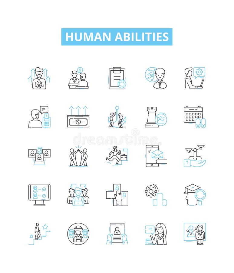 Human Abilities Vector Line Icons Set. Ability, Skill, Cognition ...