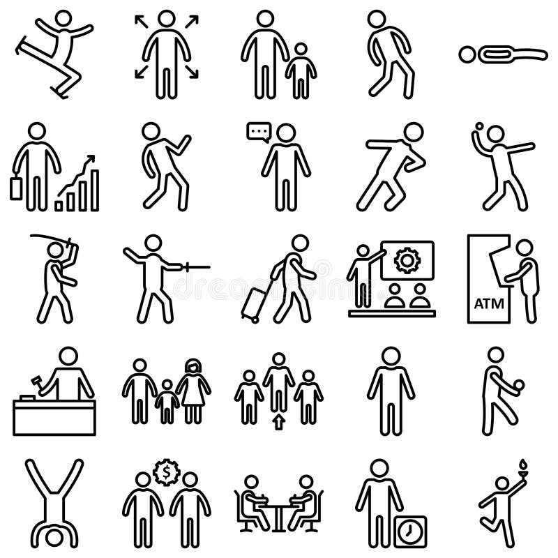 Human Activity Vector Icons Set Every Single Icon Can Be Easily ...