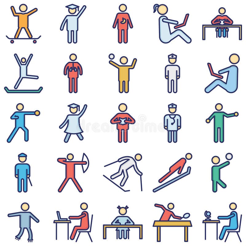 Human Activity Vector Icons Set Every Single Icon Can Be Easily ...