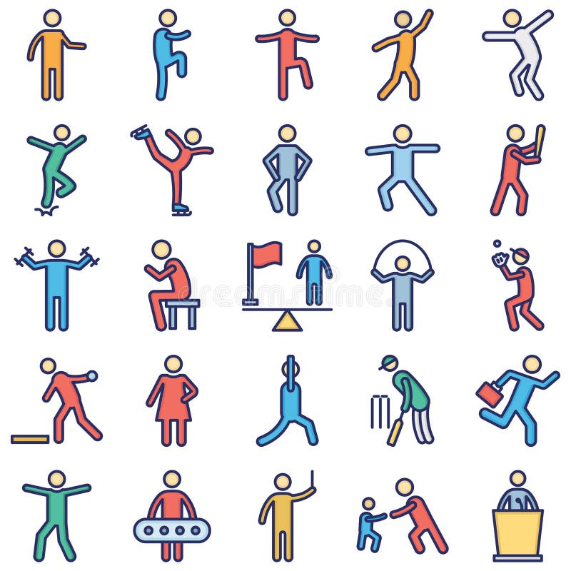 Human Activity Vector Icons Set Every Single Icon Can Be Easily ...