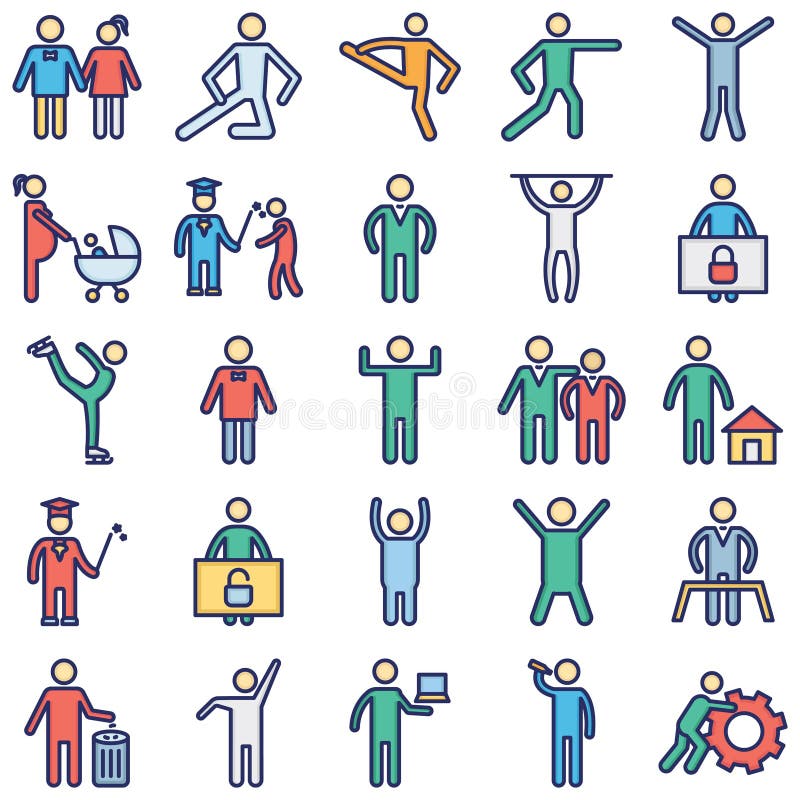 Human Activity Vector Icons Set Every Single Icon Can Be Easily ...