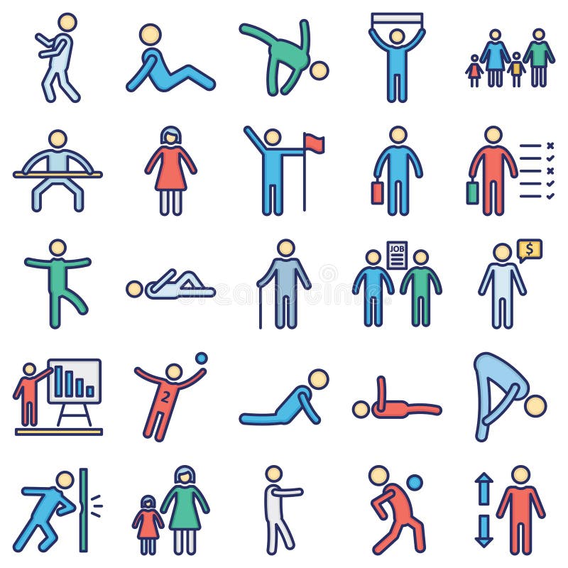 Human Activity Vector Icons Set Every Single Icon Can Be Easily ...