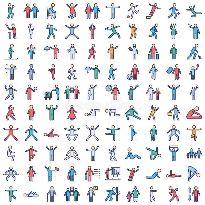 Human Activity Vector Icons Set Every Single Icon Can Be Easily ...