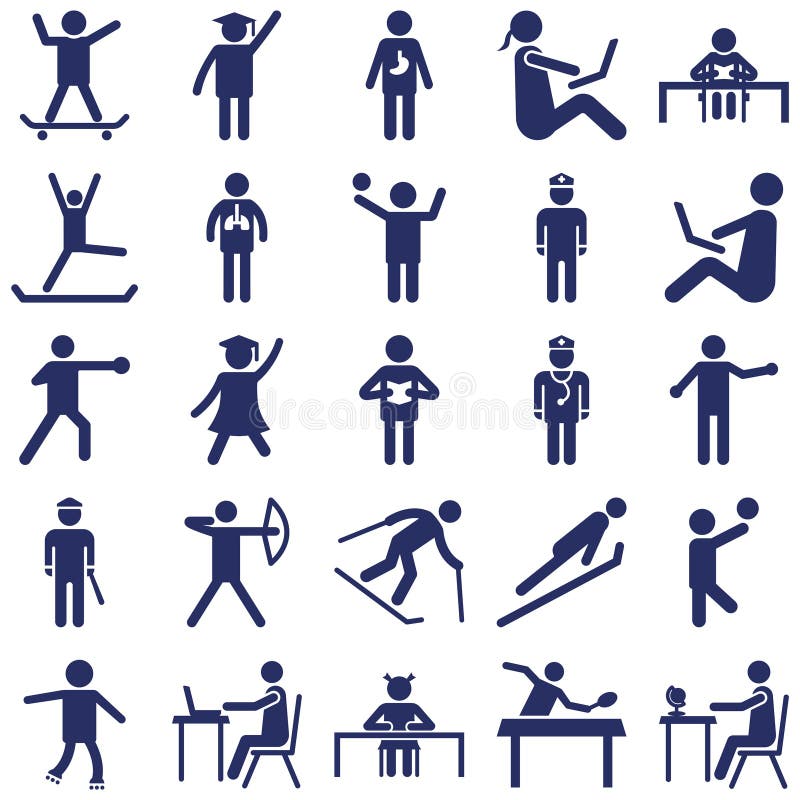 Human Activity Vector Icons Set Every Single Icon Can Be Easily ...