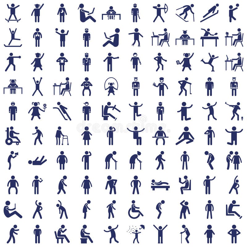 Human Activity Vector Icons Set Every Single Icon Can Be Easily ...