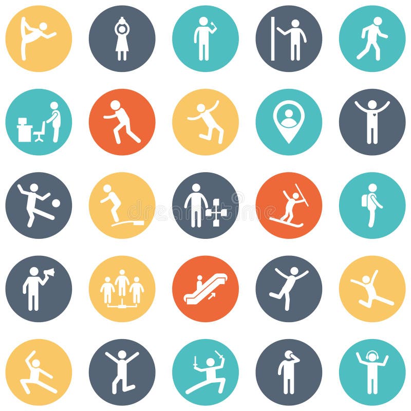 Human Activity Vector Icons Set Every Single Icon Can Be Easily ...