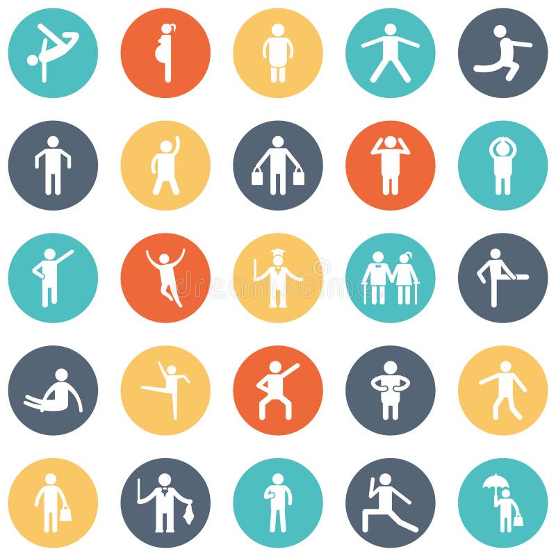 Human Activity Vector Icons Set Every Single Icon Can Be Easily ...