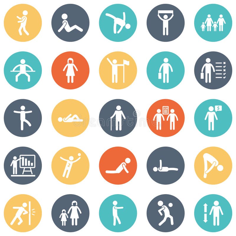Human Activity Vector Icons Set Every Single Icon Can Be Easily ...