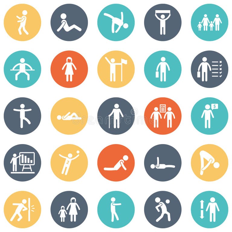 Human Activity Vector Icons Set Every Single Icon Can Be Easily ...