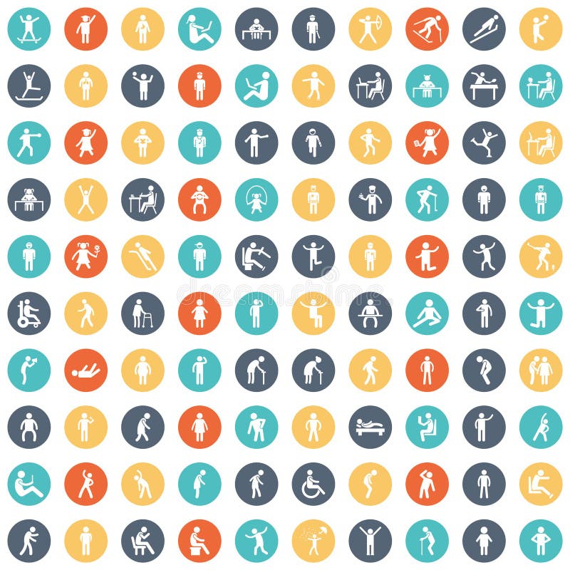 Human Activity Vector Icons Set Every Single Icon Can Be Easily ...