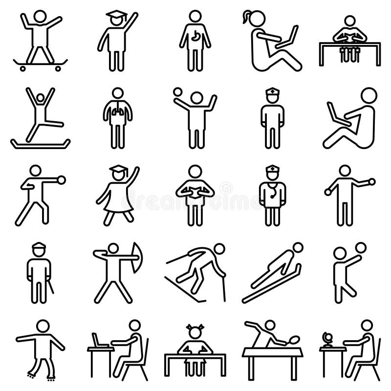Human Activity Vector Icons Set Every Single Icon Can Be Easily ...
