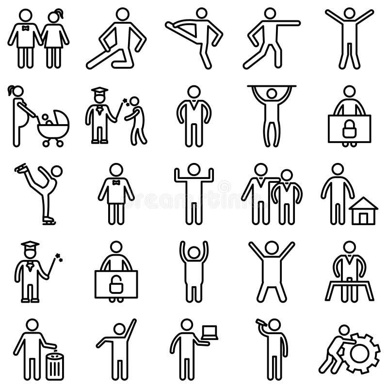 Human Activity Vector Icons Set Every Single Icon Can Be Easily ...