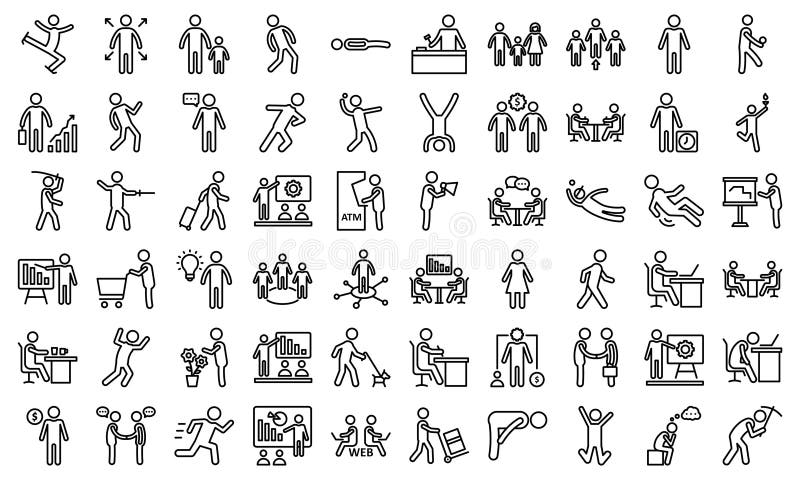 Human Activity Vector Icons Set Every Single Icon Can Be Easily ...