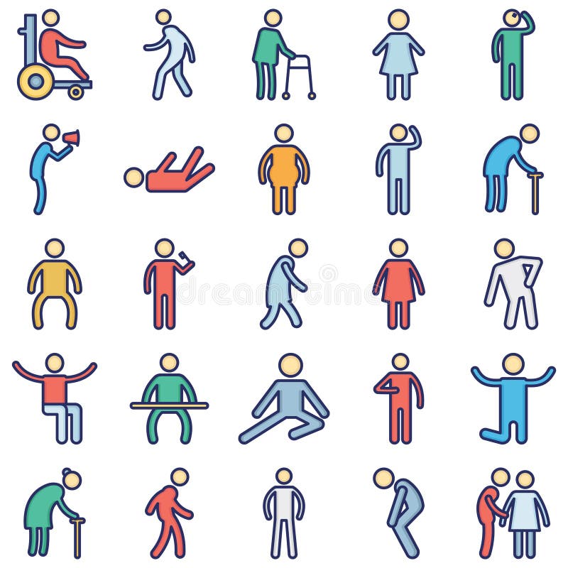 Human Activity Vector Icons Set Every Single Icon Can Be Easily ...