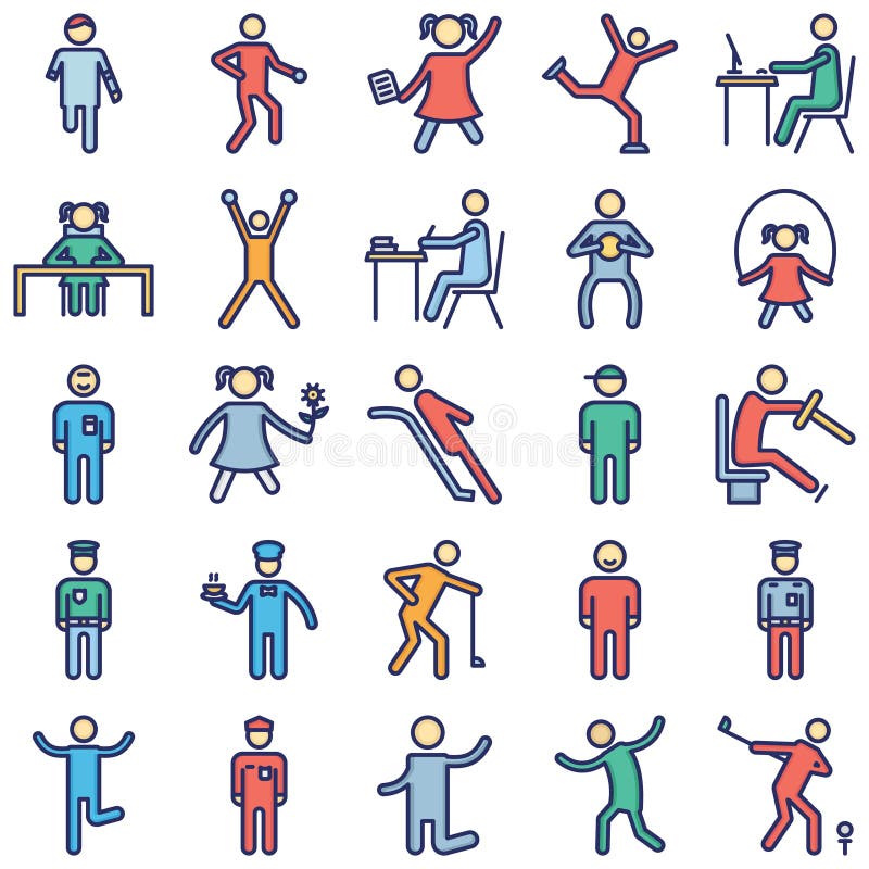 Human Activity Vector Icons Set Every Single Icon Can Be Easily ...