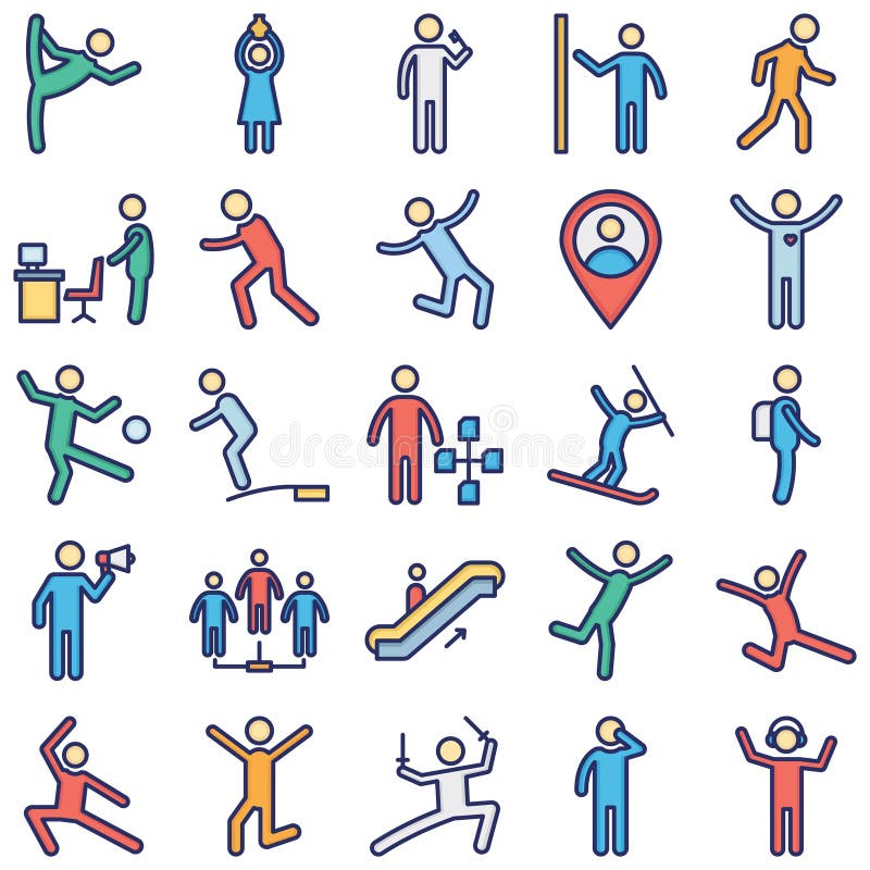 Human Activity Vector Icons Set Every Single Icon Can Be Easily ...