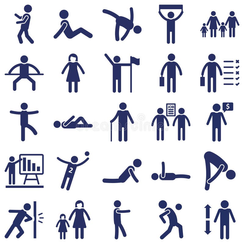 Human Activity Vector Icons Set Every Single Icon Can Be Easily ...