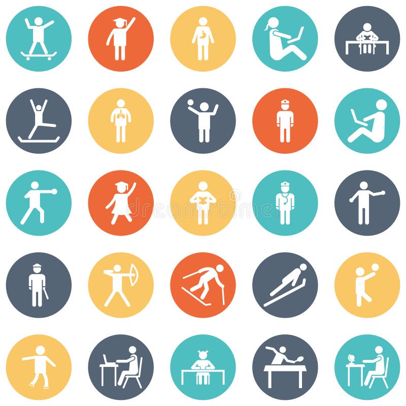 Human Activity Vector Icons Set Every Single Icon Can Be Easily ...