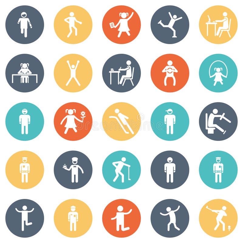 Human Activity Vector Icons Set Every Single Icon Can Be Easily ...