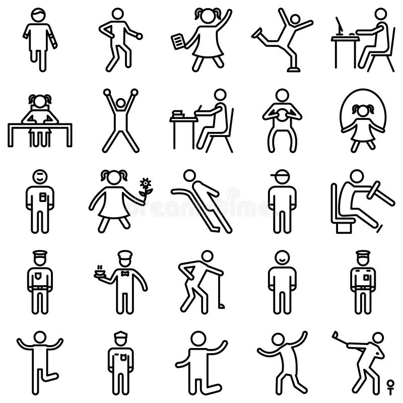 Human Activity Vector Icons Set Every Single Icon Can Be Easily ...