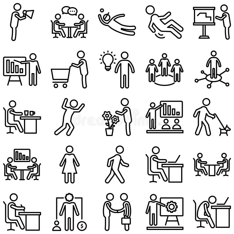 Human Activity Vector Icons Set Every Single Icon Can Be Easily ...