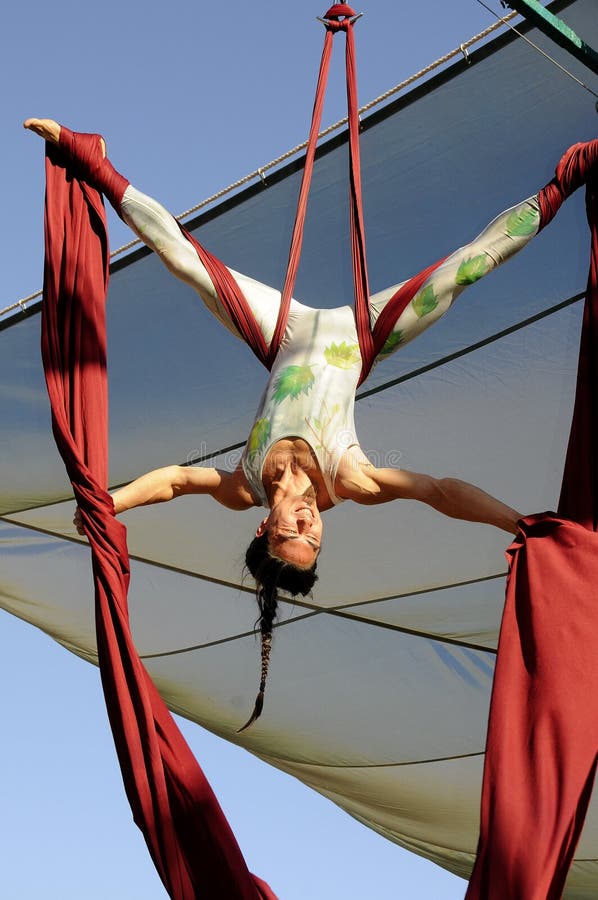 Aerial Acrobat Doing Splits Stock Image - Image of hair, colorful: 7320137