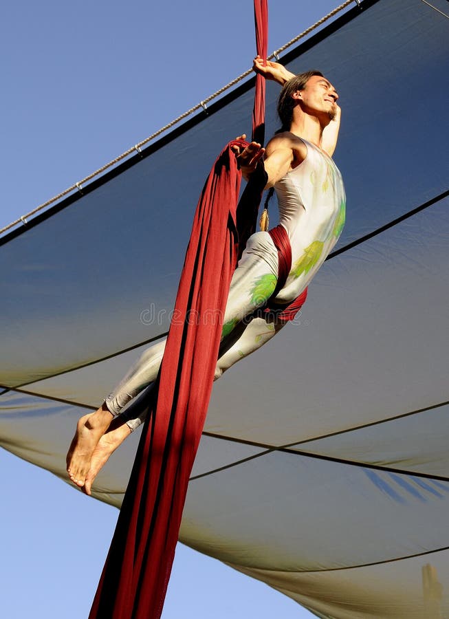 Aerial Acrobat Doing Splits Stock Image - Image of hair, colorful: 7320137