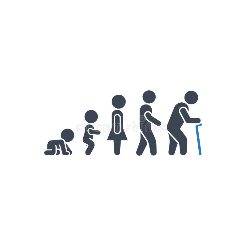 Human Aging Process Icon stock illustration. Illustration of blue ...