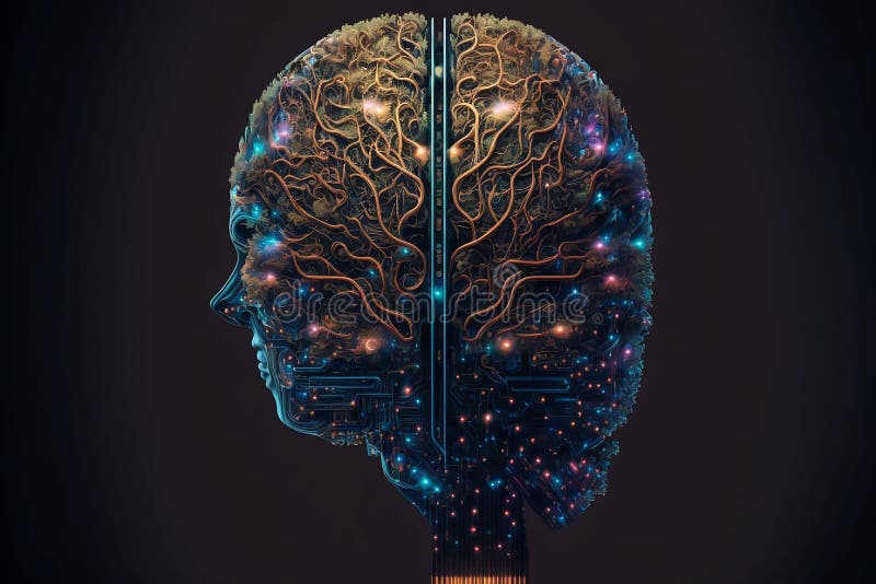 Artificial Intelligence - Humanoid with Neural Network and Digital ...