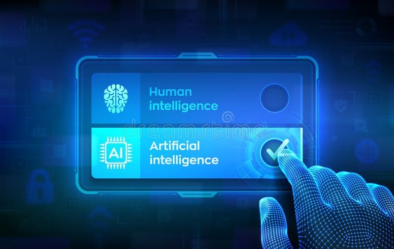 Human or AI Choice Concept. Human Mind Vs Artificial Intelligence ...