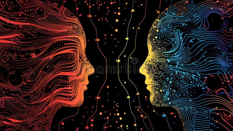 Human and AI Connection Conceptual Digital Art Stock Photo - Image of ...