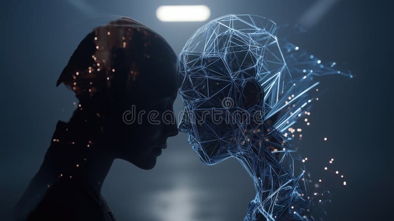 Human-AI Connection Symbolizing GenerativeAI Stock Illustration ...