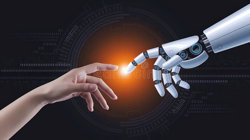 Human-AI Connection in Technology and Innovation Stock Illustration ...