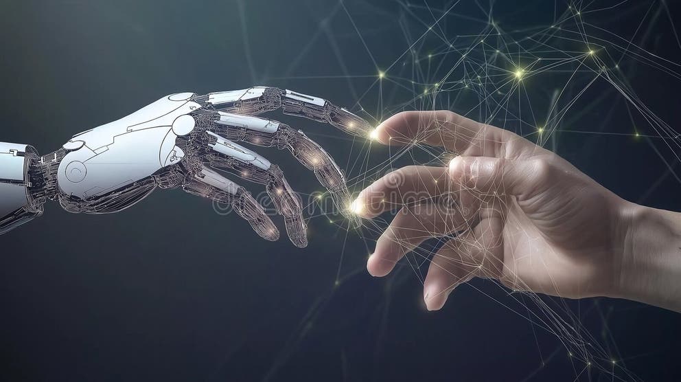 Human and AI Controlled Machine Interaction Concept Image. Stock Photo ...