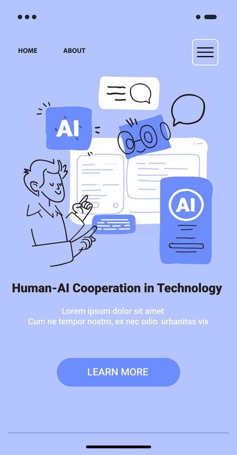 Human-AI Cooperation Technology Concept Person Interacting with AI ...