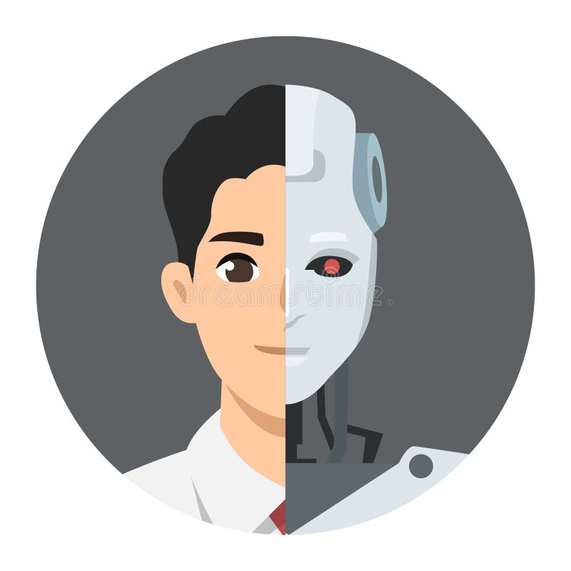 Human and AI Hybrid Concept. Symbolizing the Integration of Artificial ...